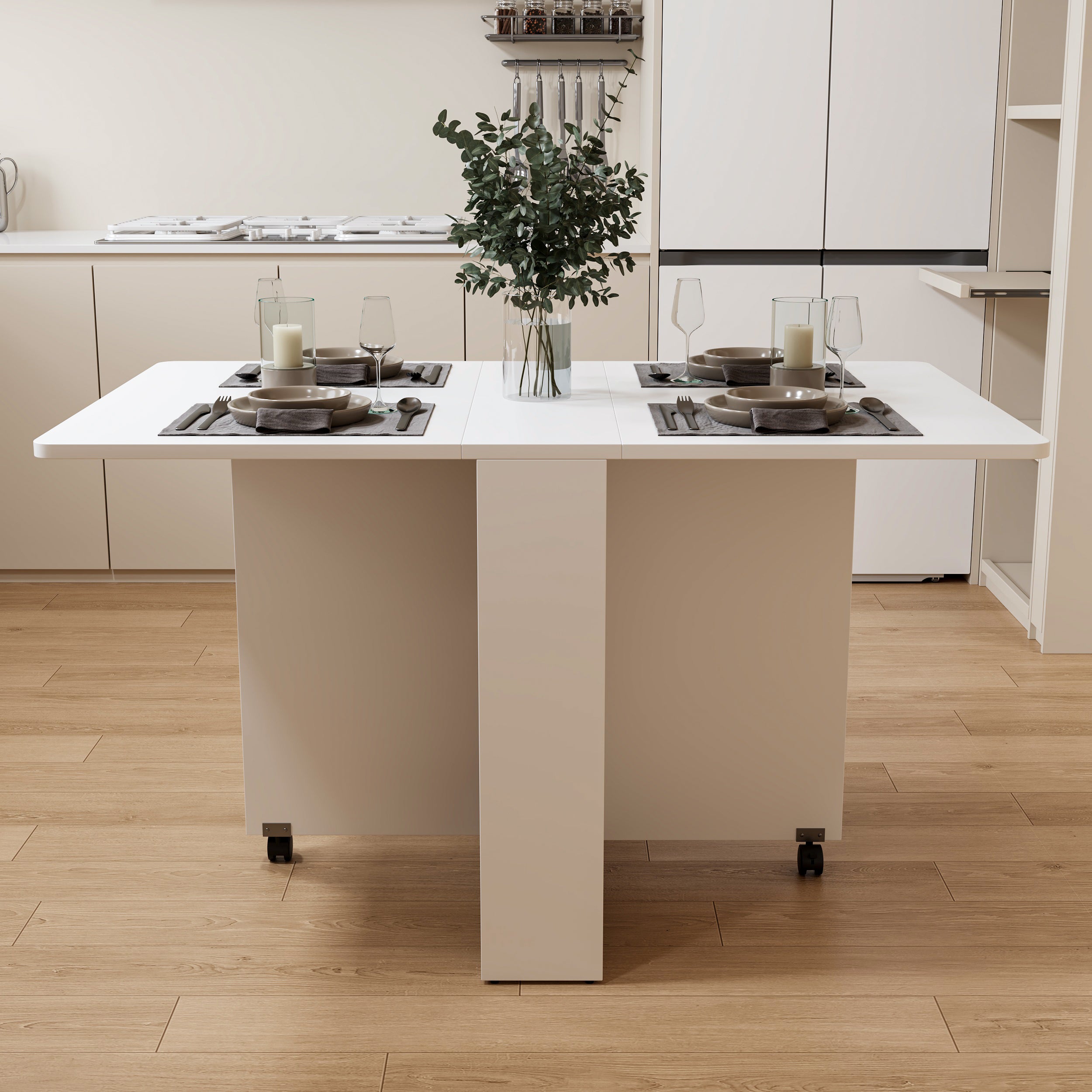 Fully unfolded white foldable long table – RMAXX